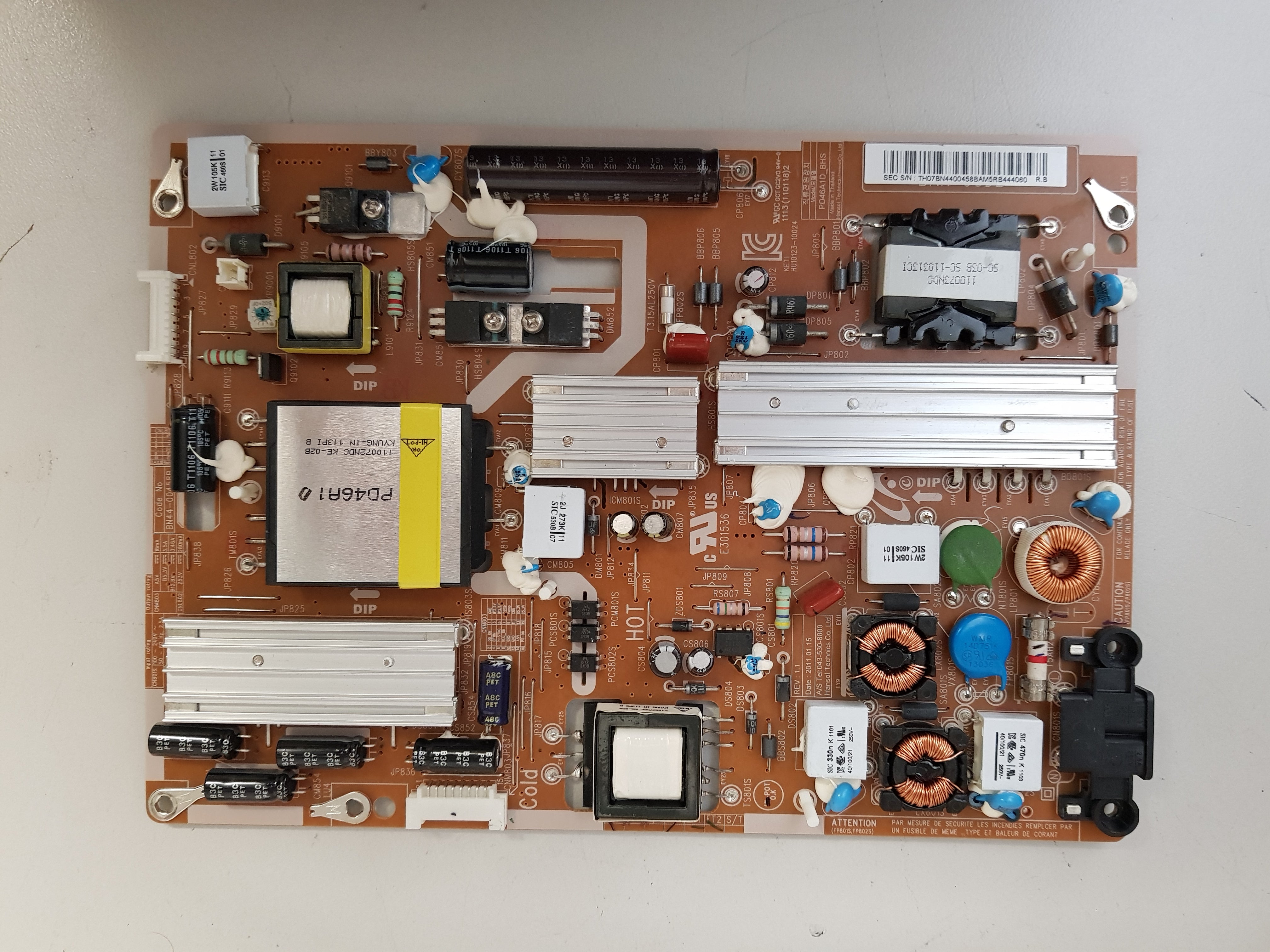 SAMSUNG UA40D6000 UA40D6003 POWER SUPPLY BOARD BN44-00458B PD46A1D_BHS ...